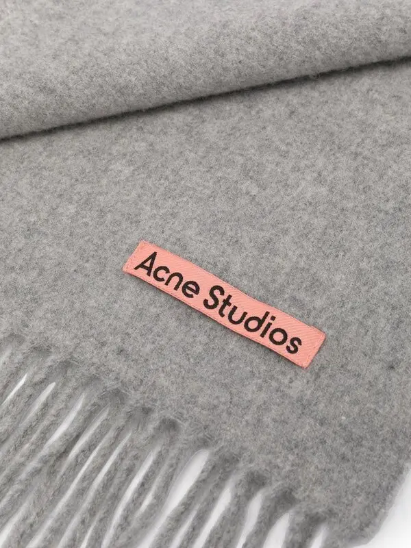 Acne Studios Oversize Fringe Wool Scarf - Grey