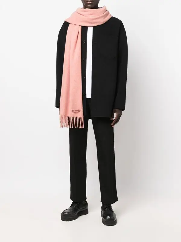 Acne Studios Fringed Wool Scarf - Pink