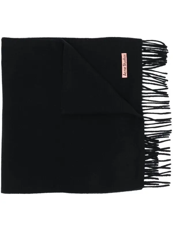 Acne Studios Fringed Wool Scarf - Black