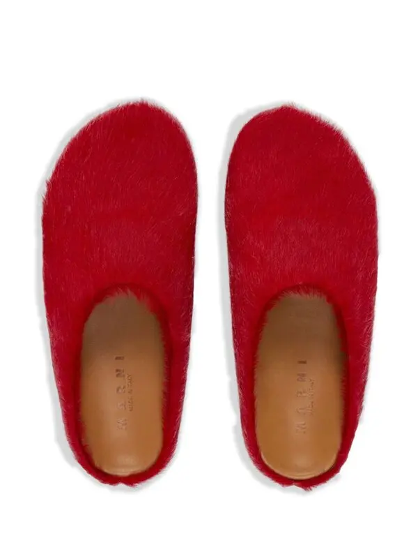 Marni Long Hair Calfskin Fussbett Sabot - Red