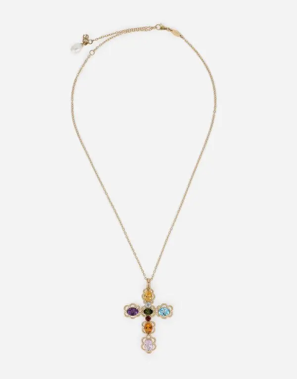 Dolce & Gabbana Rainbow Gemstone Pendant Necklace - Yellow Gold