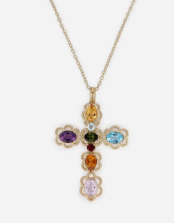 Dolce & Gabbana Rainbow Gemstone Pendant Necklace - Yellow Gold