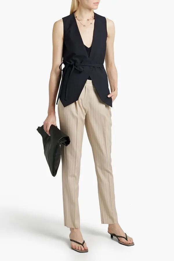Brunello Cucinelli Bead-embellished Wool-blend Vest - Midnight Blue