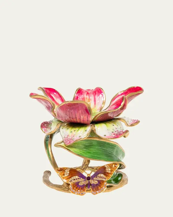 JAY STRONGWATER Floral 7" Pillar Candle Holder