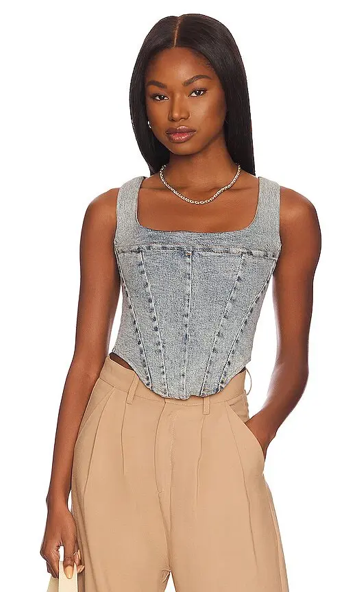 Miaou Campbell Top In Denim-medium
