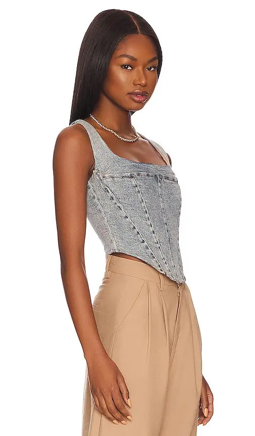Miaou Campbell Top In Denim-medium