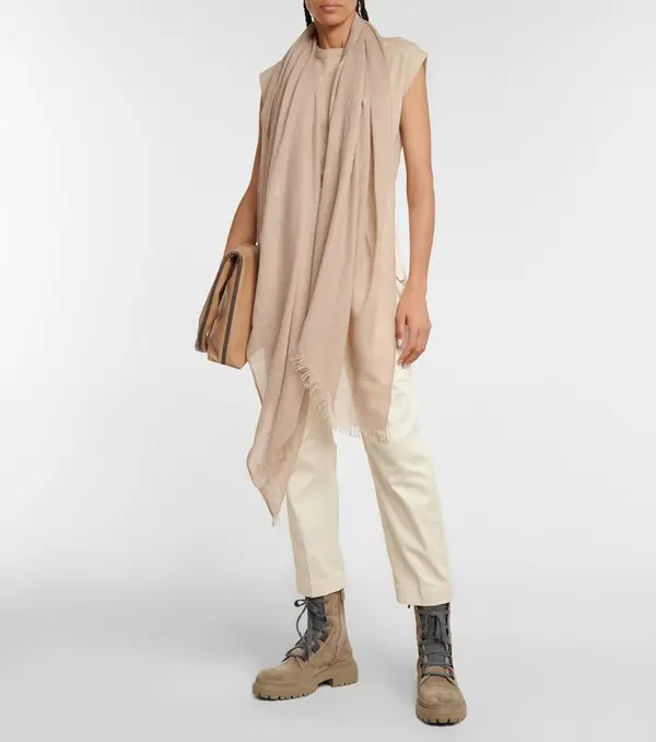 Brunello Cucinelli Fringed Cashmere And Silk Scarf