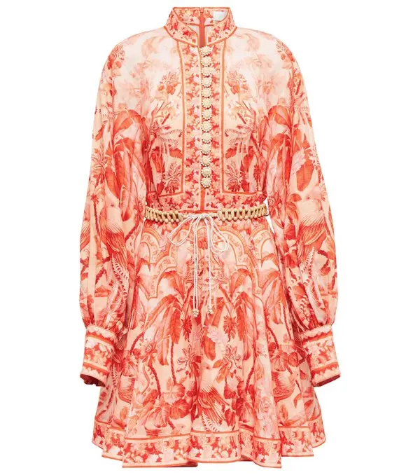 Zimmermann Lyre Printed Linen Minidress