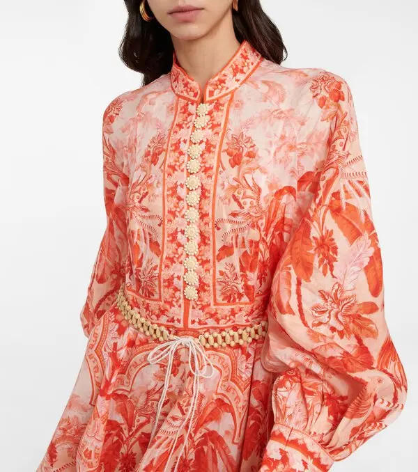 Zimmermann Lyre Printed Linen Minidress