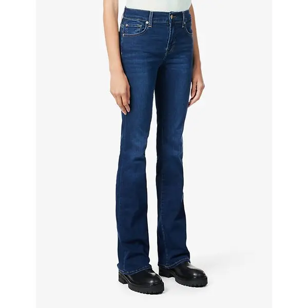 7 For All Mankind Bootcut Mid-rise Stretch-denim Jeans - Rinsed Indigo