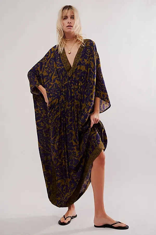 Free People Groovy Baby Maxi Kaftan - Garden Snake