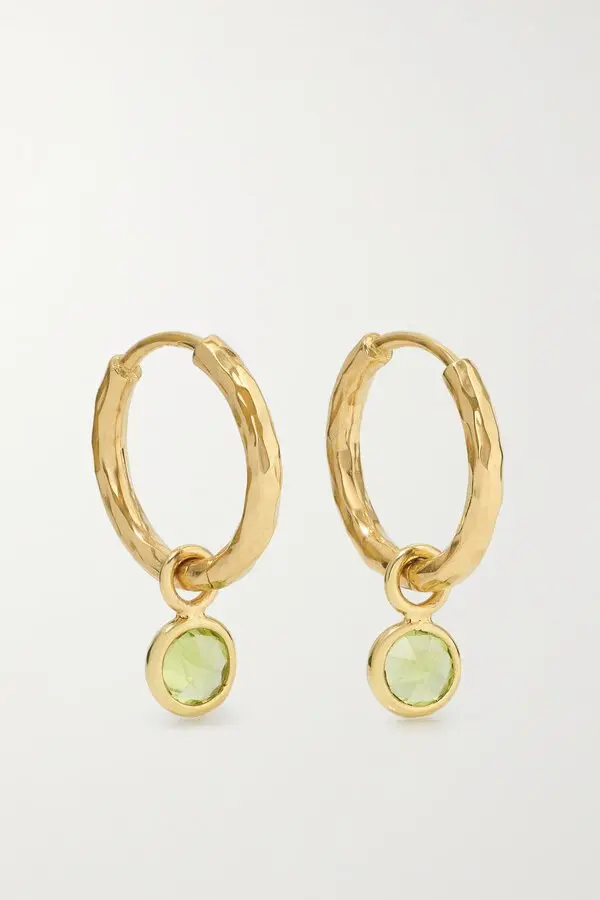 OCTAVIA ELIZABETH Net Sustain Nesting Gem Petite Gabby 18-karat Recycled Peridot Hoop Earrings - Gold