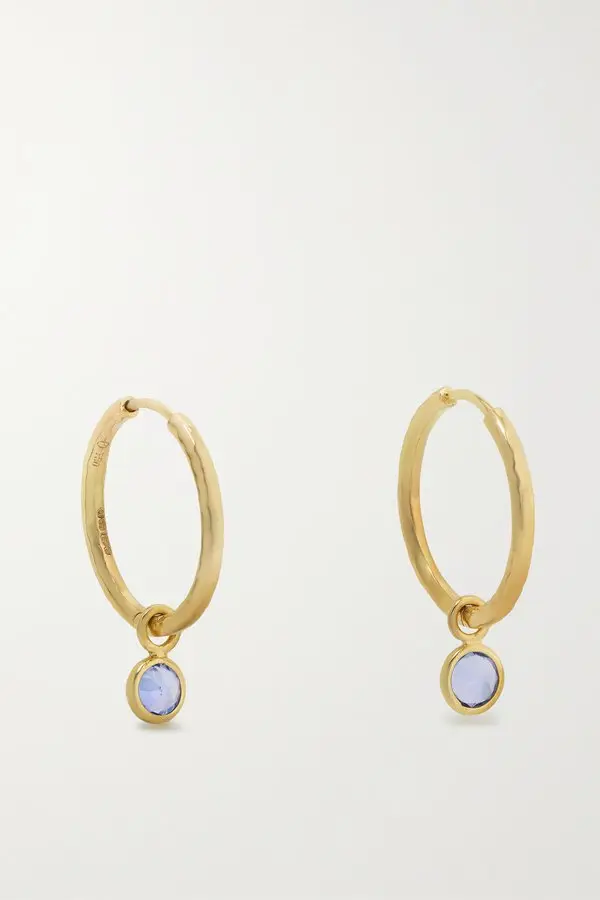 OCTAVIA ELIZABETH Nesting Gem Gabby Tanzanite Single Hoop Earring - Gold