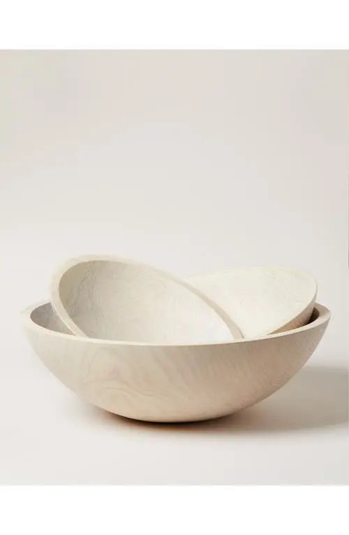 FARMHOUSE POTTERY 15-inch Crafted Wooden Bowl - White