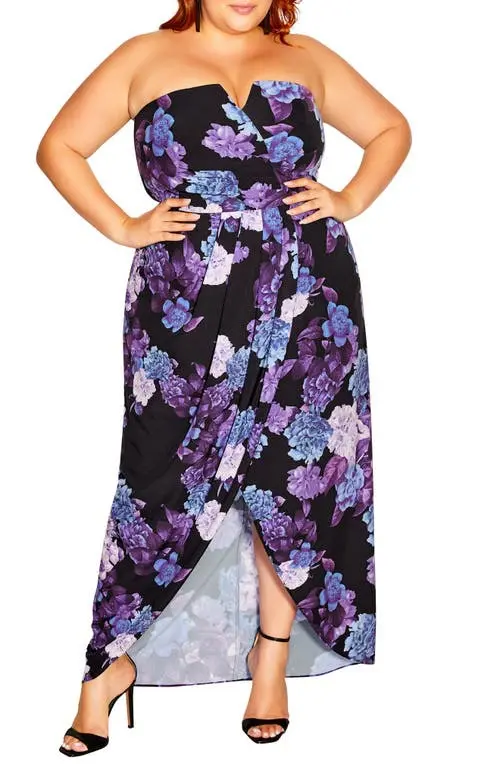 City Chic Floral Tulip-hem Dress