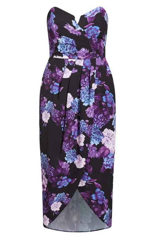City Chic Floral Tulip-hem Dress
