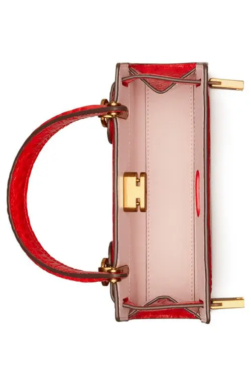 Tory Burch Lee Radziwill Croc-embossed Leather Satchel - Brilliant Red