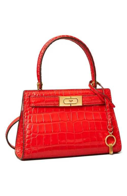Tory Burch Lee Radziwill Croc-embossed Leather Satchel - Brilliant Red