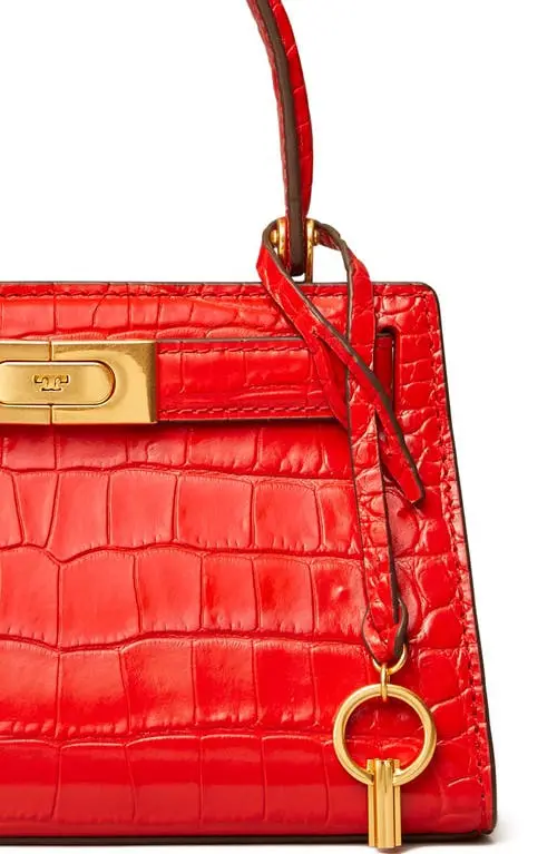 Tory Burch Lee Radziwill Croc-embossed Leather Satchel - Brilliant Red