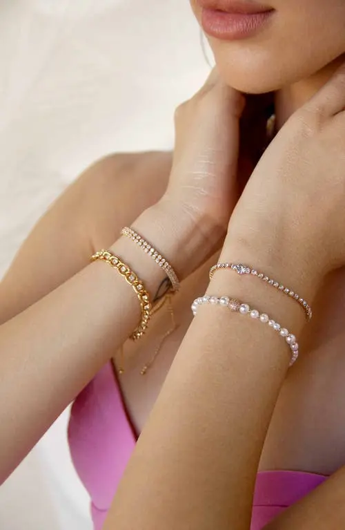 Ettika Set Of Crystal And Imitation Pearl Bracelets - Gold