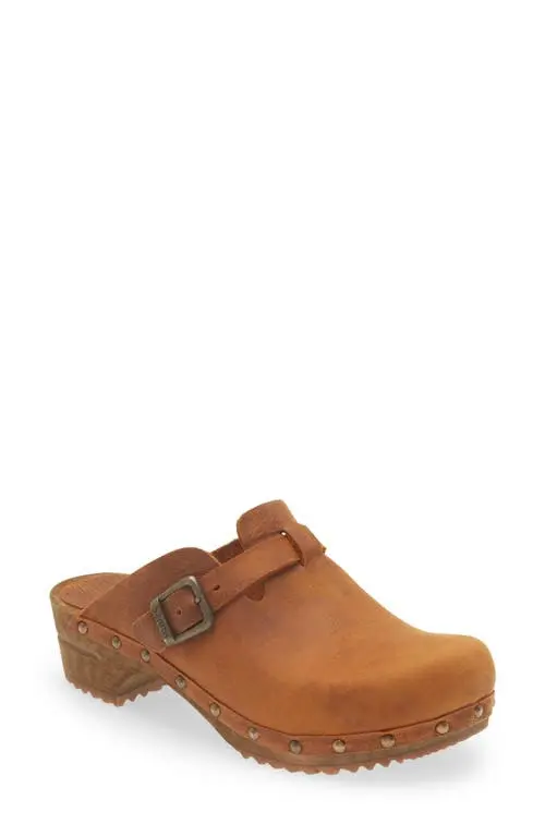 SANITA Kristel Studded Leather Clogs - Chestnut