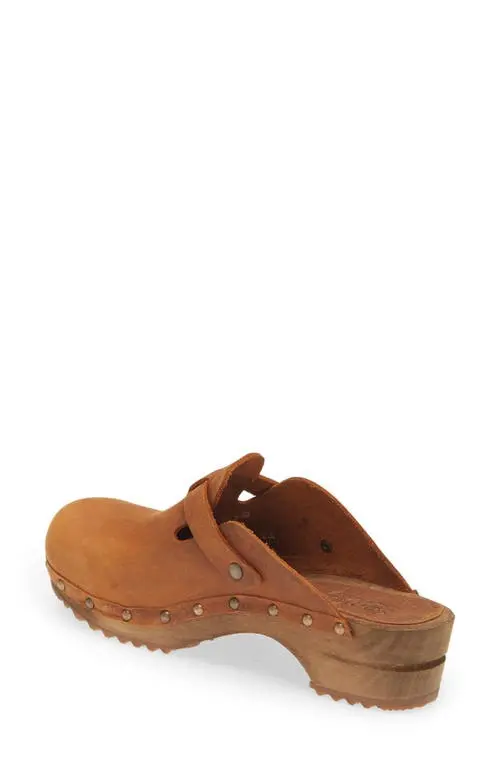 SANITA Kristel Studded Leather Clogs - Chestnut
