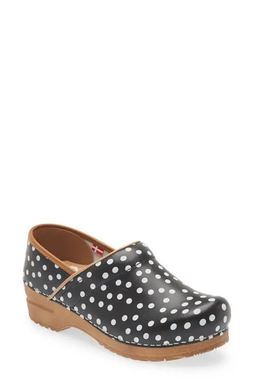 SANITA Roxbury Polka Dot Clog - Black