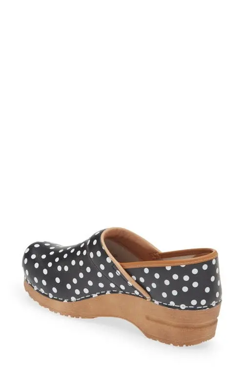 SANITA Roxbury Polka Dot Clog - Black