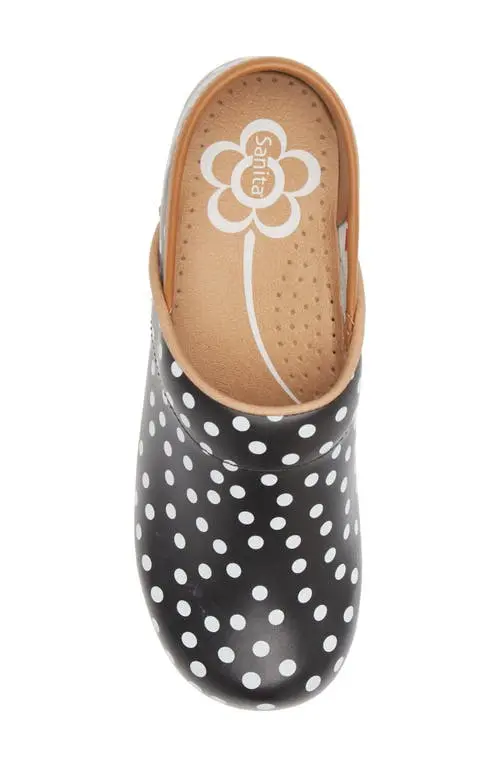 SANITA Roxbury Polka Dot Clog - Black