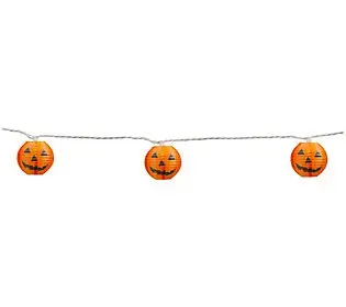NORTHLIGHT 10 Orange Jack-o'-lantern Paper Lant Ern Lights