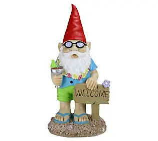 NORTHLIGHT 16' Summer Time Welcome Gnome Outdoo Garden Statue - One-color