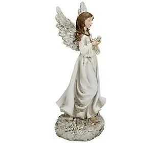 NORTHLIGHT Serene Angel With Dove Statue - One-color