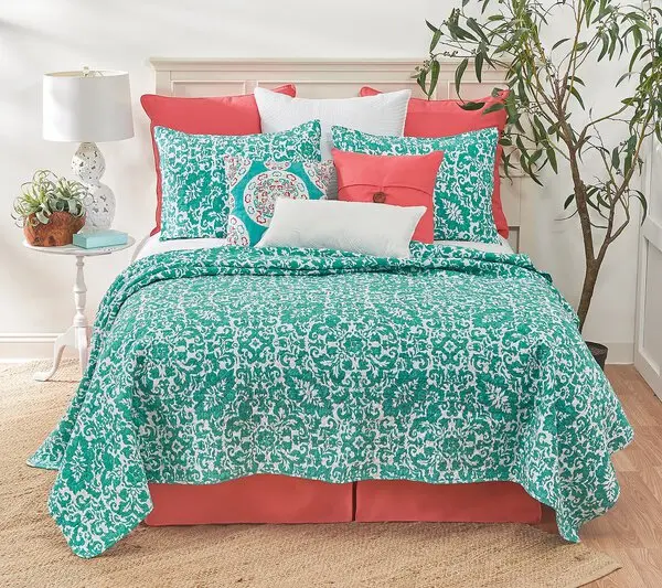 C&F HOME Madison Aqua King Quilt Set - One-color