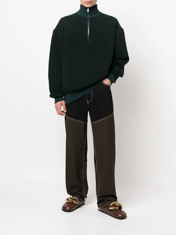 Jacquemus La Maille Berger Half-Zip Jumper In Green - 87% Off