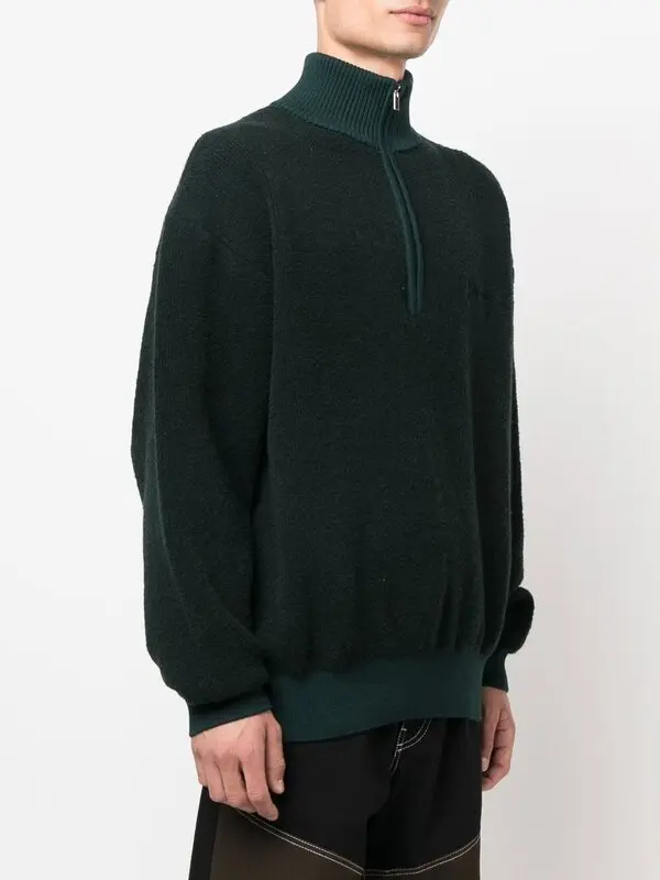 Jacquemus La Maille Berger Half-Zip Jumper In Green - 87% Off