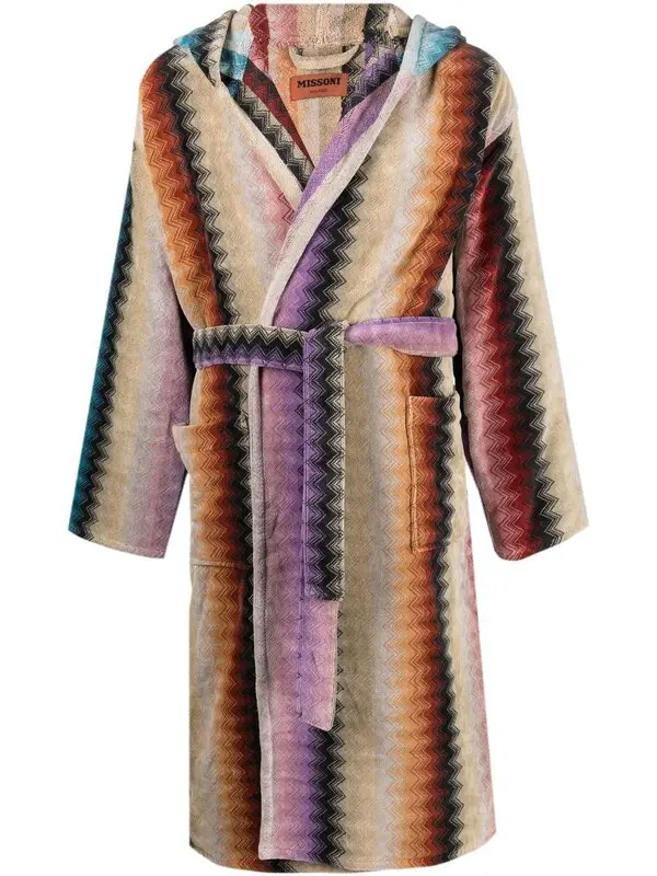 Missoni Hooded Zig-zap Print Robe - Neutrals