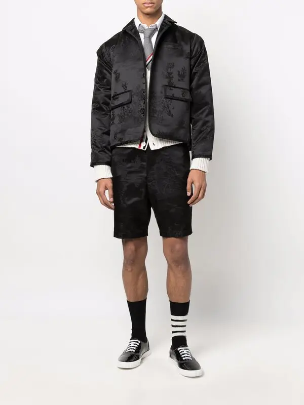 Thom Browne Rwb Stripe Tailored Shorts - Black