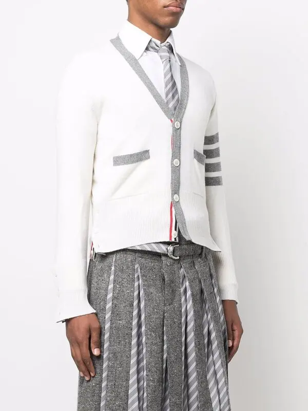 Thom Browne 4-bar Stripe Cashmere Cardigan - White
