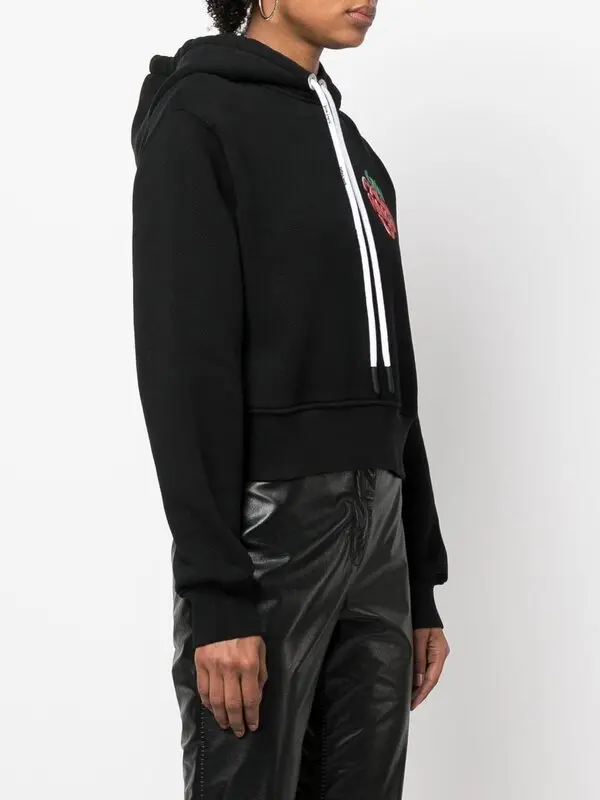 Palm Angels Logo-print Cropped Hoodie