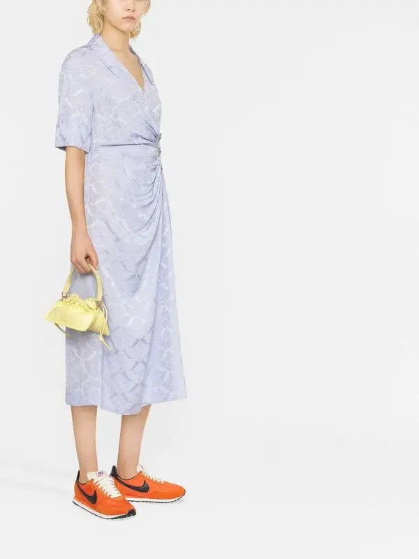 GANNI Floral-print Draped Midi Dress