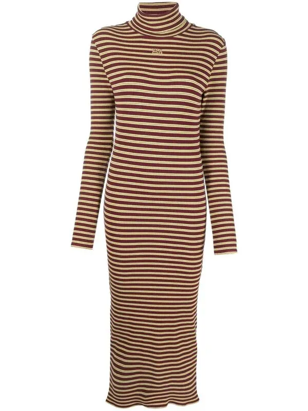 WALES BONNER Striped Roll Neck Knitted Maxi Dress