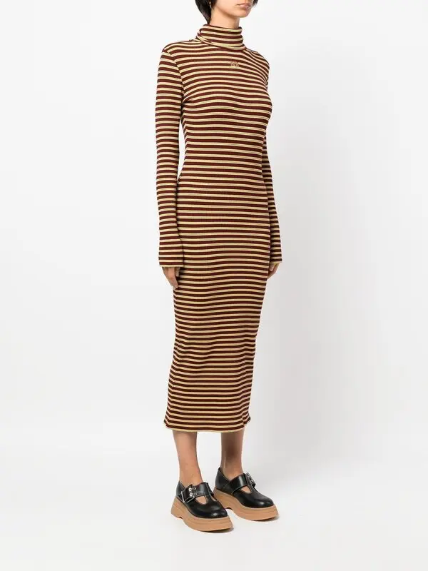 WALES BONNER Striped Roll Neck Knitted Maxi Dress