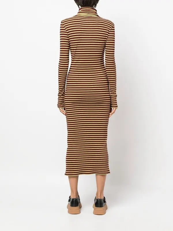 WALES BONNER Striped Roll Neck Knitted Maxi Dress