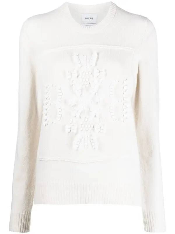 BARRIE Round Neck Cashmere Jumper - White