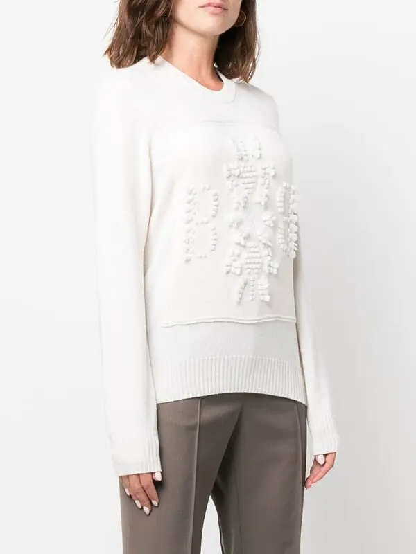 BARRIE Round Neck Cashmere Jumper - White