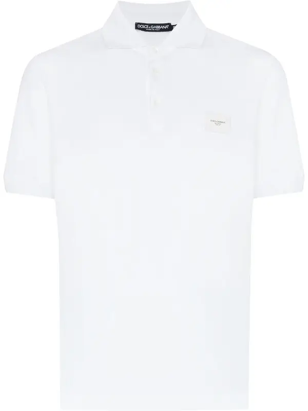 Dolce & Gabbana Logo Plaque Polo Shirt - White