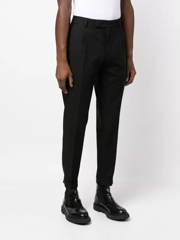 PT TORINO Tapered Wool Trousers - Black