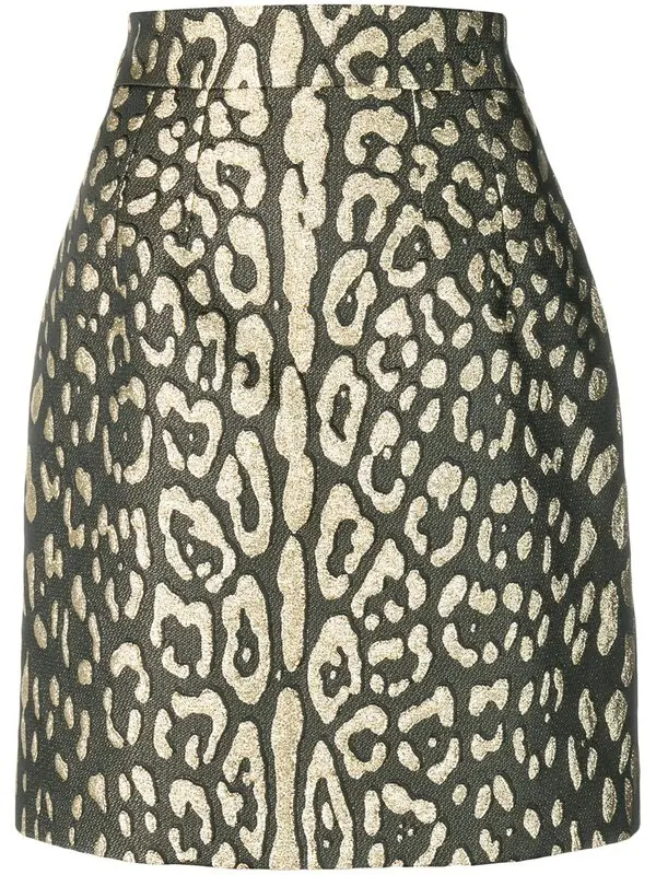 Dolce & Gabbana Metallic Leopard-print Mini Skirt