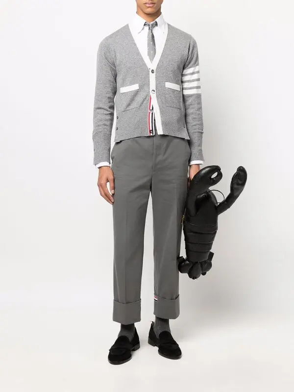 Thom Browne 4-bar Stripe Knit Cardigan - Grey