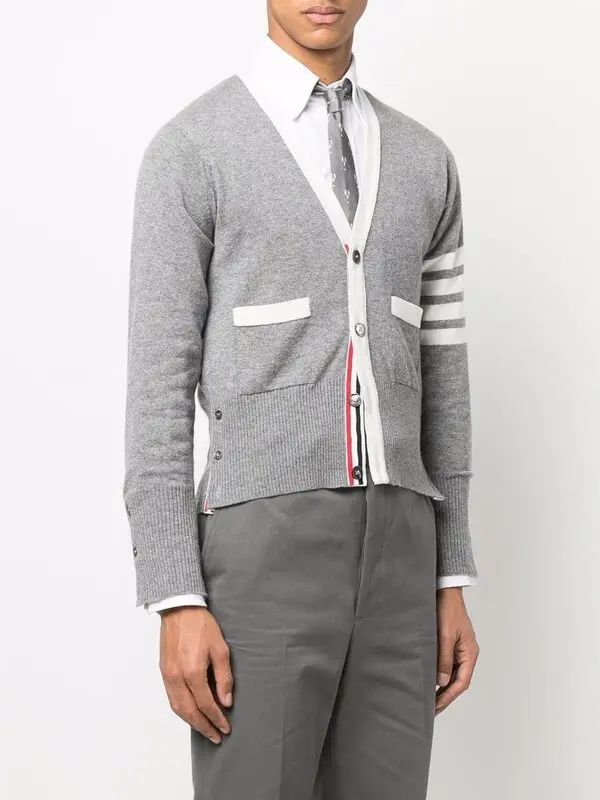 Thom Browne 4-bar Stripe Knit Cardigan - Grey